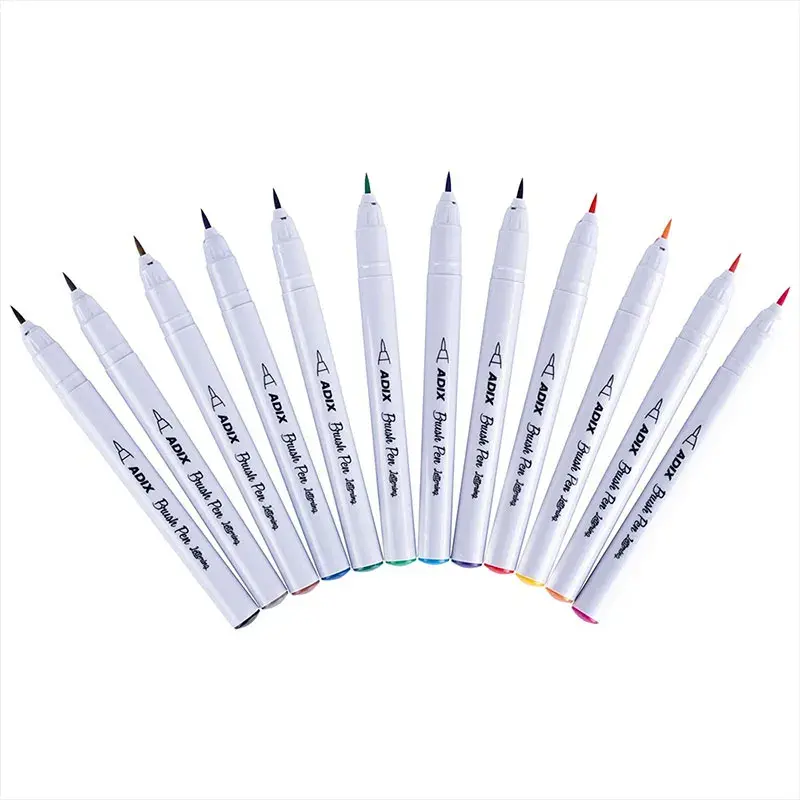 Marcador Lettering – Brush Pen 12 Colores Adix – Jabes Chile