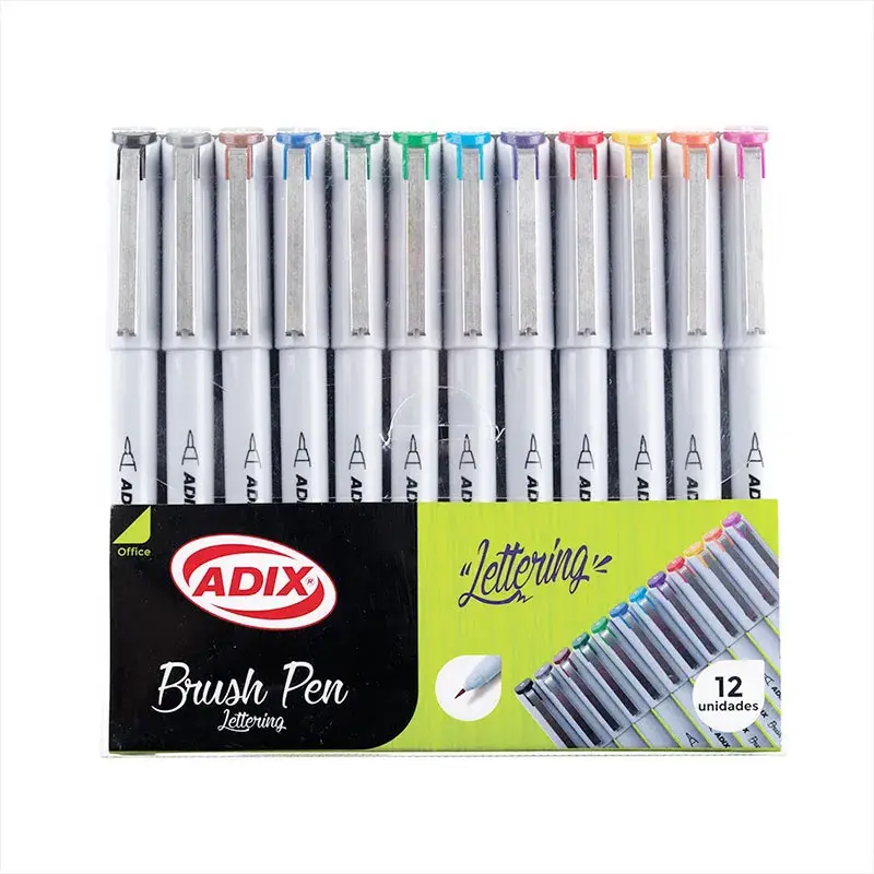 Marcador Lettering – Brush Pen 12 Colores Adix – Jabes Chile